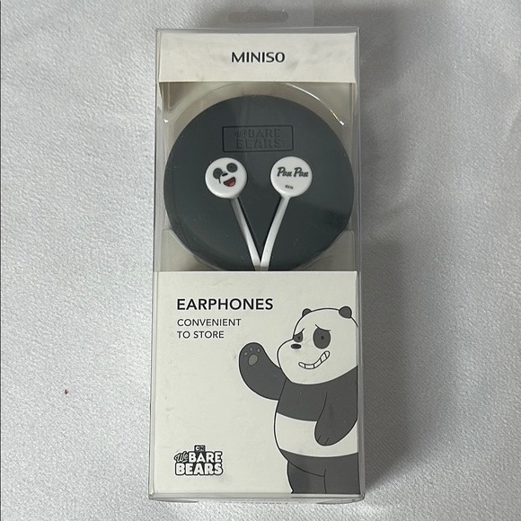 Miniso | Headphones | We Bare Bears Pan Pan Earphones Black | Poshmark